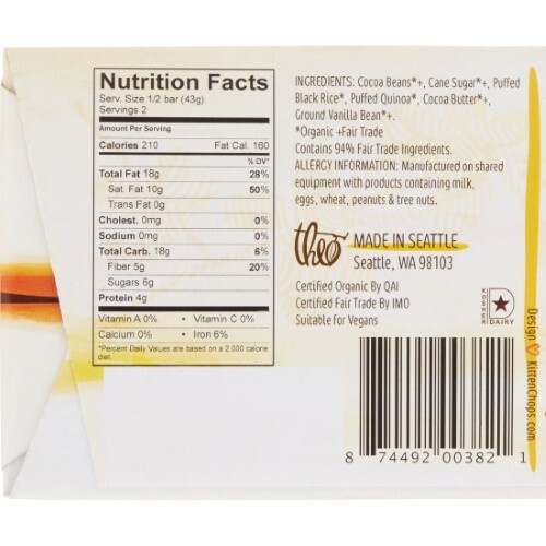 Theo Black Rice Quinoa Crunch 85 Dark Chocolate 12x3 Oz
