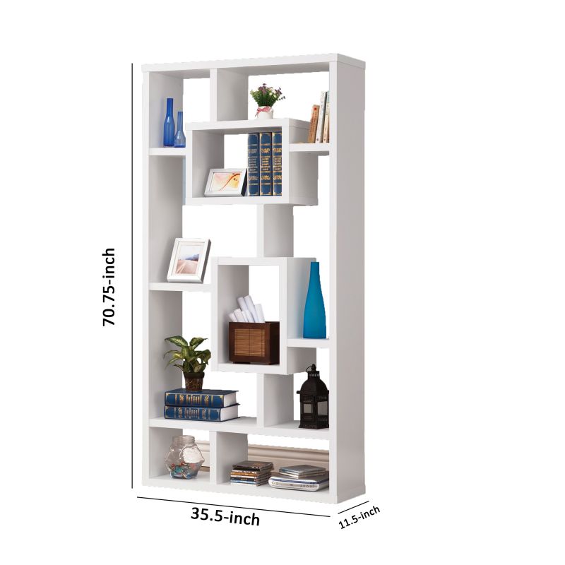 Fantastic Geometric Cubed Rectangular Bookcase, White