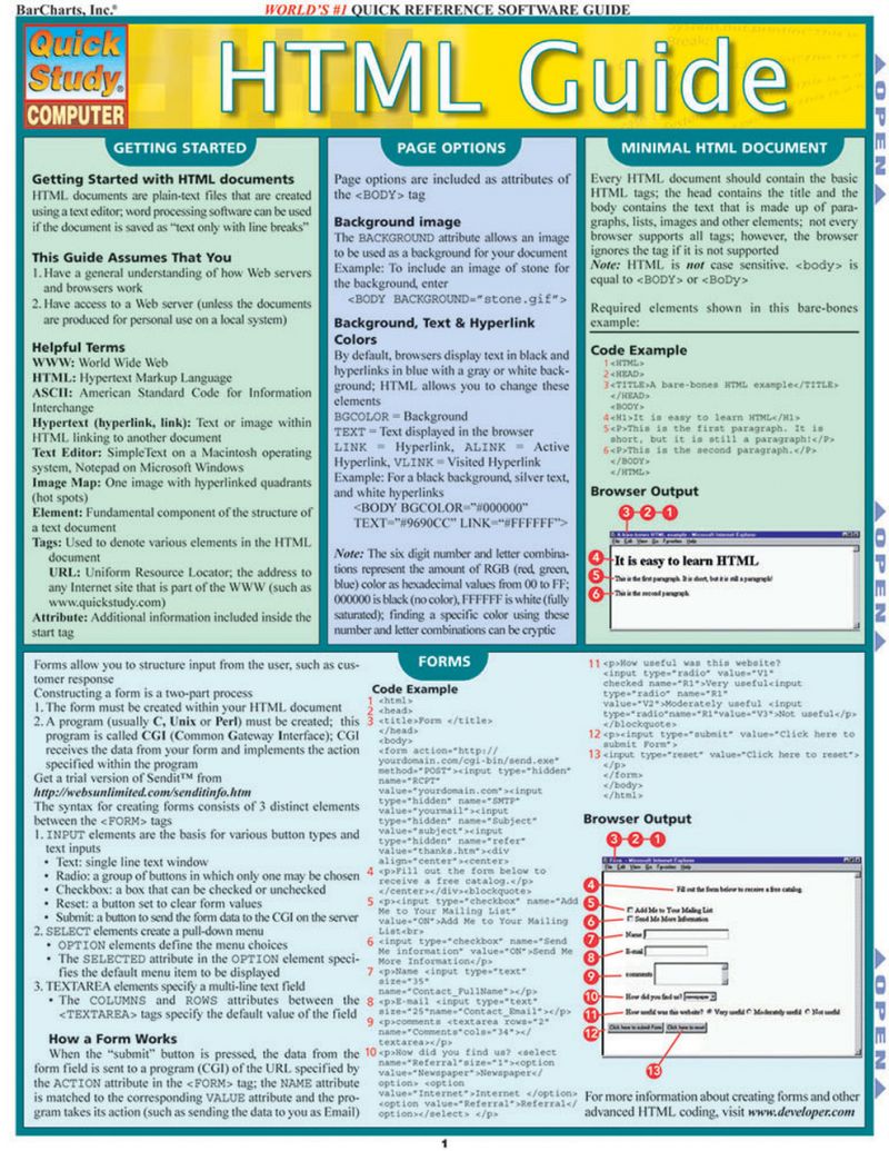 Quickstudy | Html Guide Laminated Reference Guide