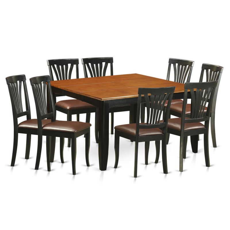 East West Furniture 9 PC Dining Room Set - Dining Table and 8 Wood ...