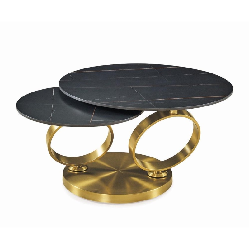 Buy Motion Black Ceramic Top Coffee Table With Brushed Gold Base Online