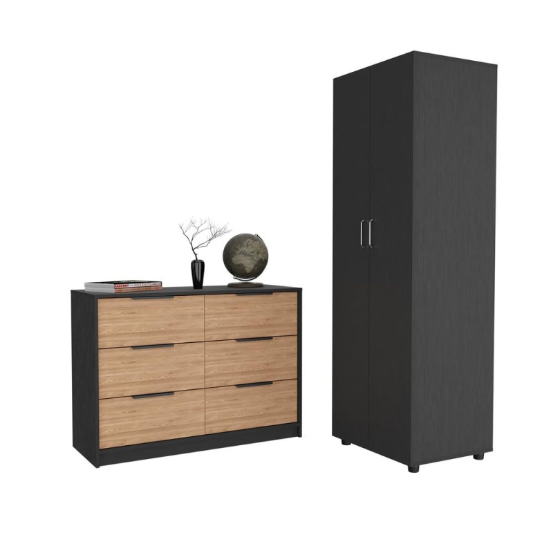 Buy Palmer 2 Piece Bedroom Set Online - Black/Pine Finish