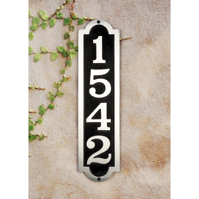 Hampton Cast Aluminum Address Plaque with Brushed Aluminum Numbers ...