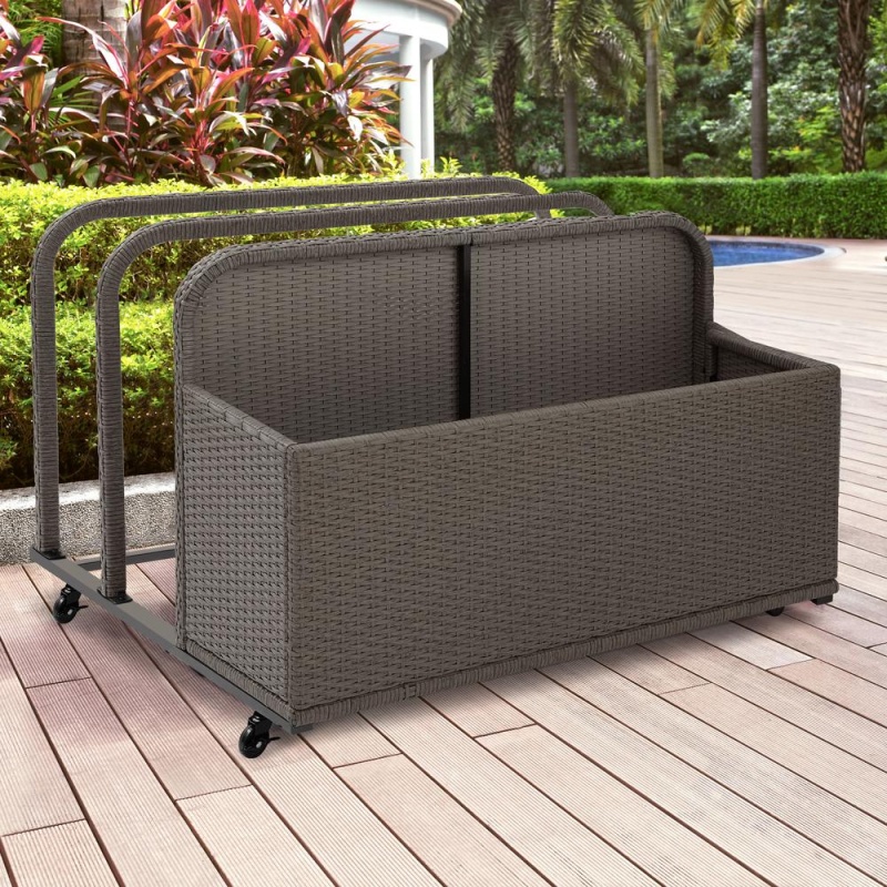 Palm Harbor Outdoor Wicker Pool Storage Caddy in Weathered Gray by ...