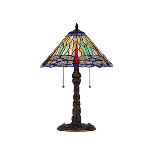 60W X 2 Metal/Resin Tiffany Table Lamp With Pull Chain Switches