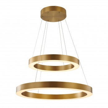 A Gold Stainless Steel Frame Led Light Fixture With A Double Halo Ring
