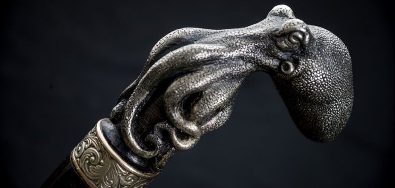 Damascus Octopus Cane Sword - Wood Shaft By Dragon King
