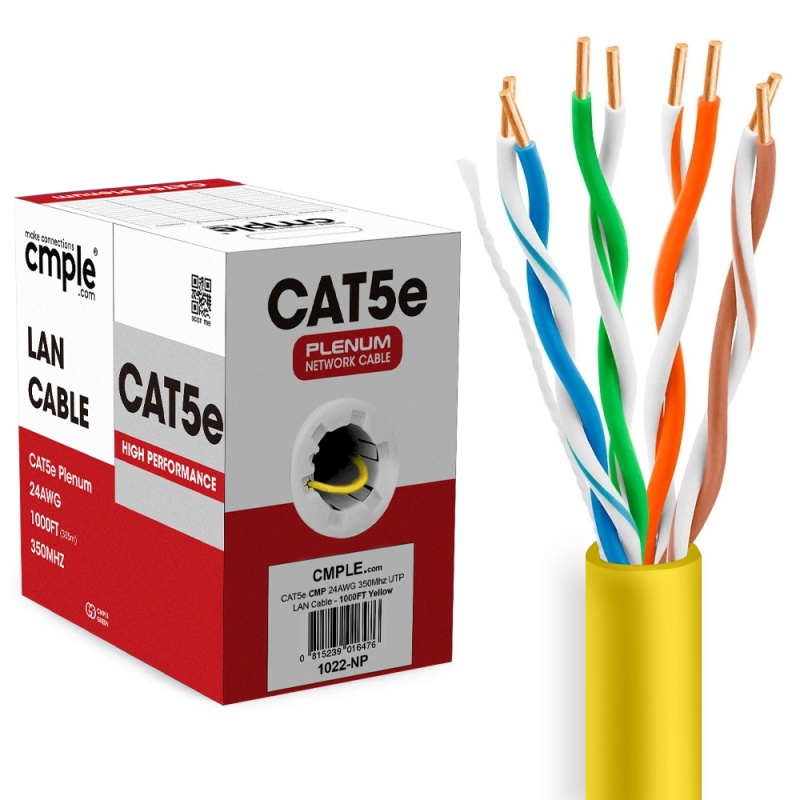 Buy 1000Ft Cat5e Riser Ethernet Cable Yellow Online - Unshielded CMR ...