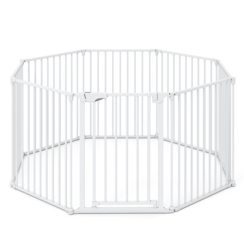 8-Panel Extra Wide Baby Gate Adjustable Pet Safety Fence With Auto ...