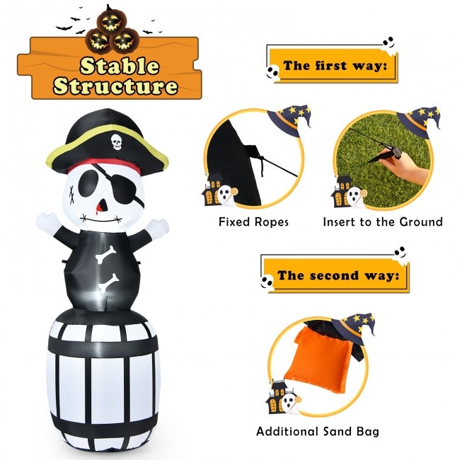 8 Feet Halloween Inflatable Pirate Barrel