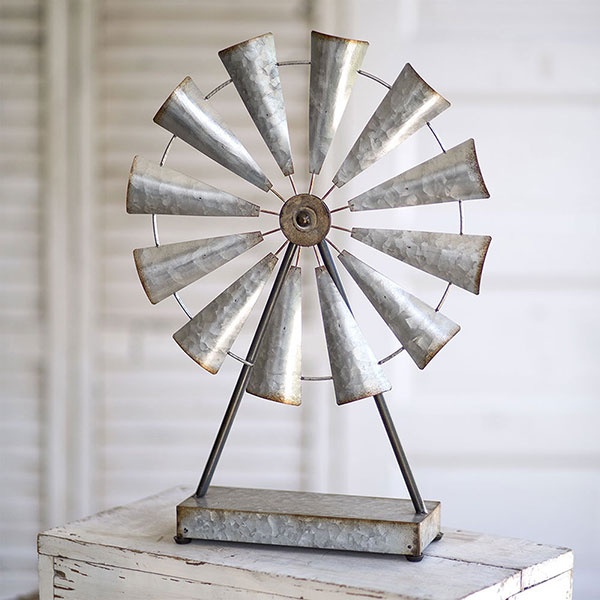 Large Tabletop Windmill Decorative Metal Windmill Sculpture