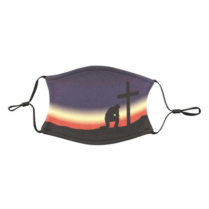 Buy Man Kneeling By The Cross Mask Online | Inspirational Face Mask