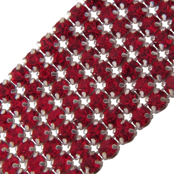 Buy 7 Row Metal Set Rhinestone Banding Online - Light Siam