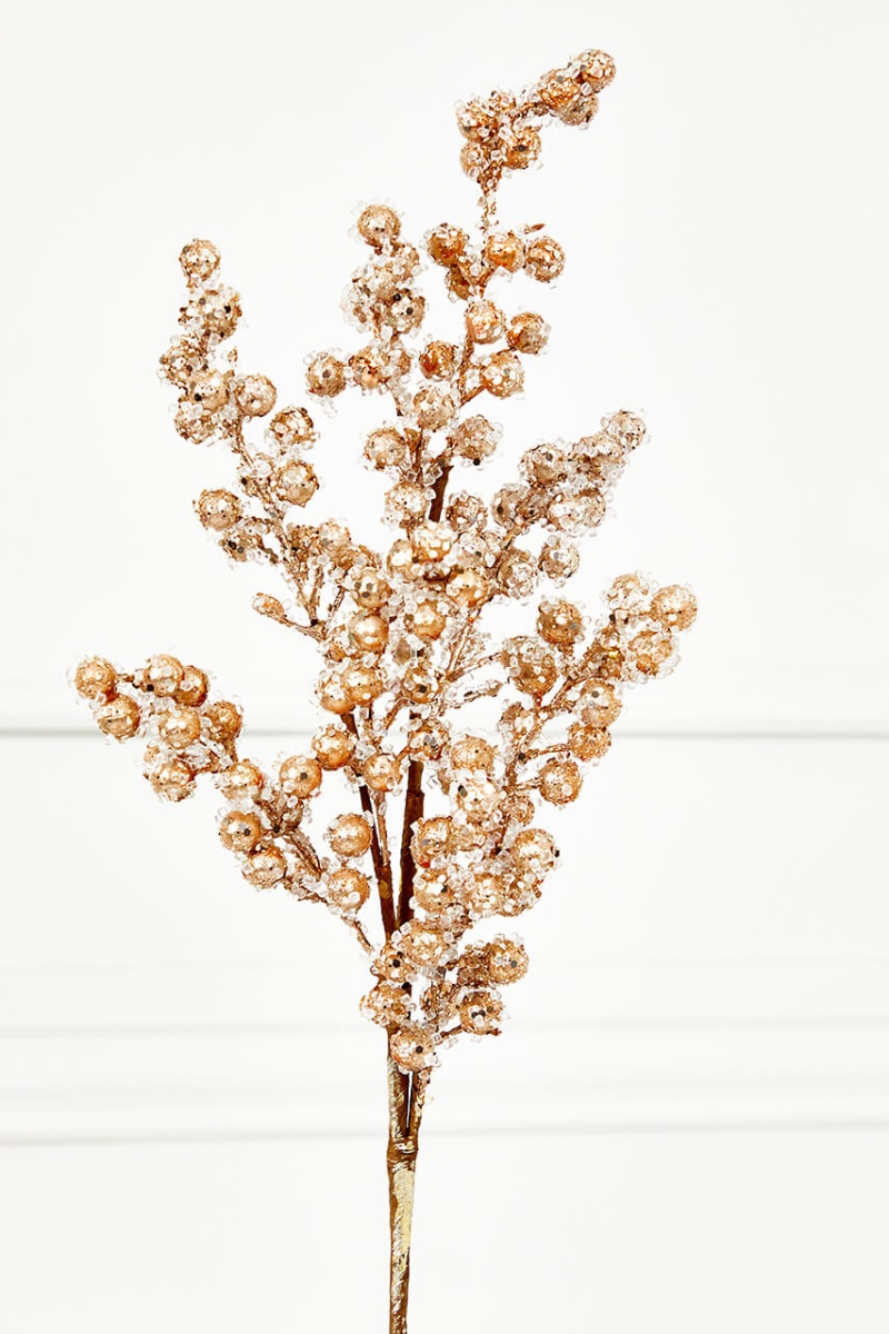 Buy 27" Beaded Iced Berry Spray in Champagne Online