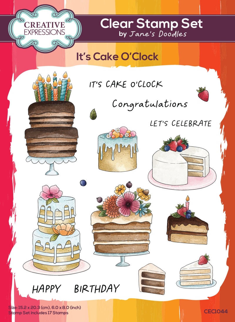 Creative Expressions Jane's Doodles It's Cake O'clock 6 In X 8 In Clear ...