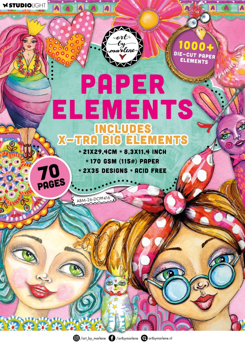 Abm Die-Cut Paper Pad X-Tra Big Elements Art By Marlene 70 Sheets