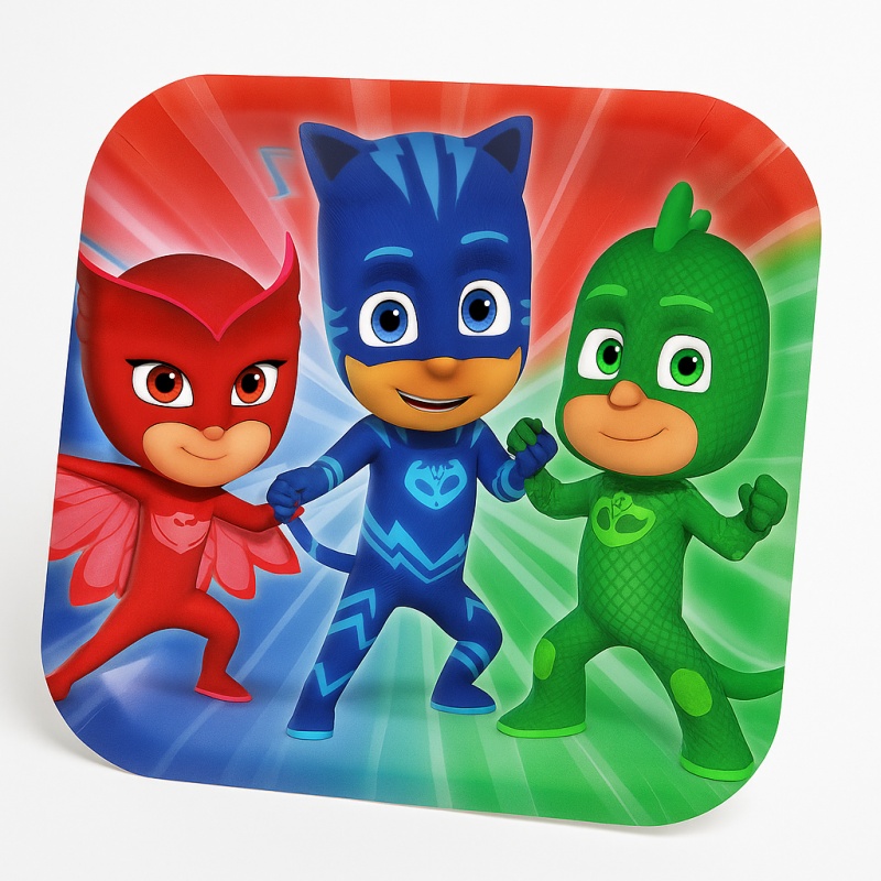 Pj Masks 9" Square Paper Plates - Party Pack Of 8
