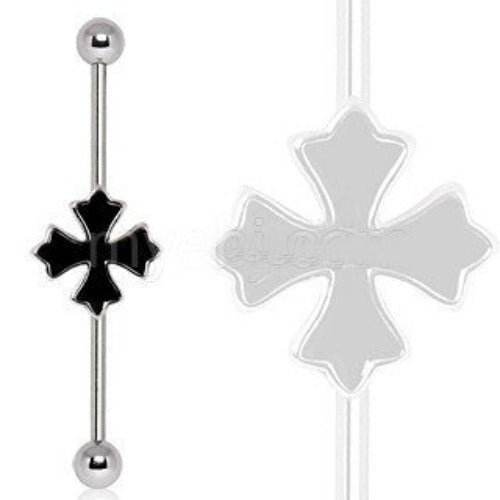 Buy 316L Industrial Barbell with Cross Patonce Online - Fashion Hut Jewelry