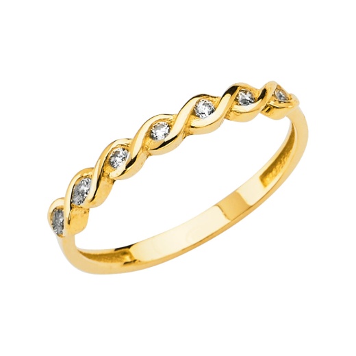 14K Solid Gold Cz Braided Women's Ring