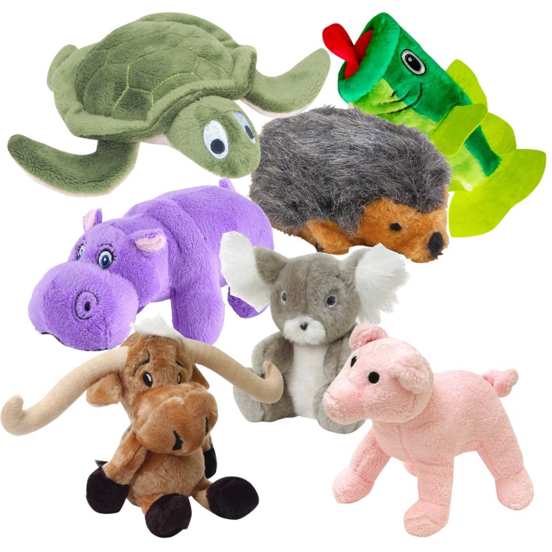 Jeffers Plush Animals Share The Love Squeaker Dog Toys, 7 Pc. Kit