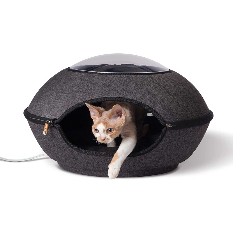 K&H Thermo-Lookout Pod Heated Cat Bed – Indoor Heated Cat Cave With ...