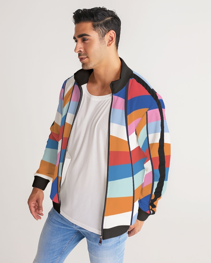 Men's Stripe-Sleeve Track Jacket Rainbow