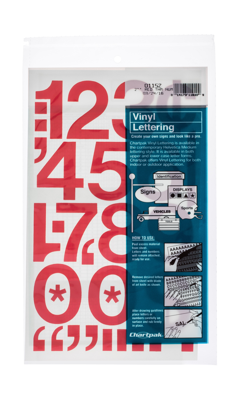 Chartpak 2" Red Vinyl Numbers - Buy Online