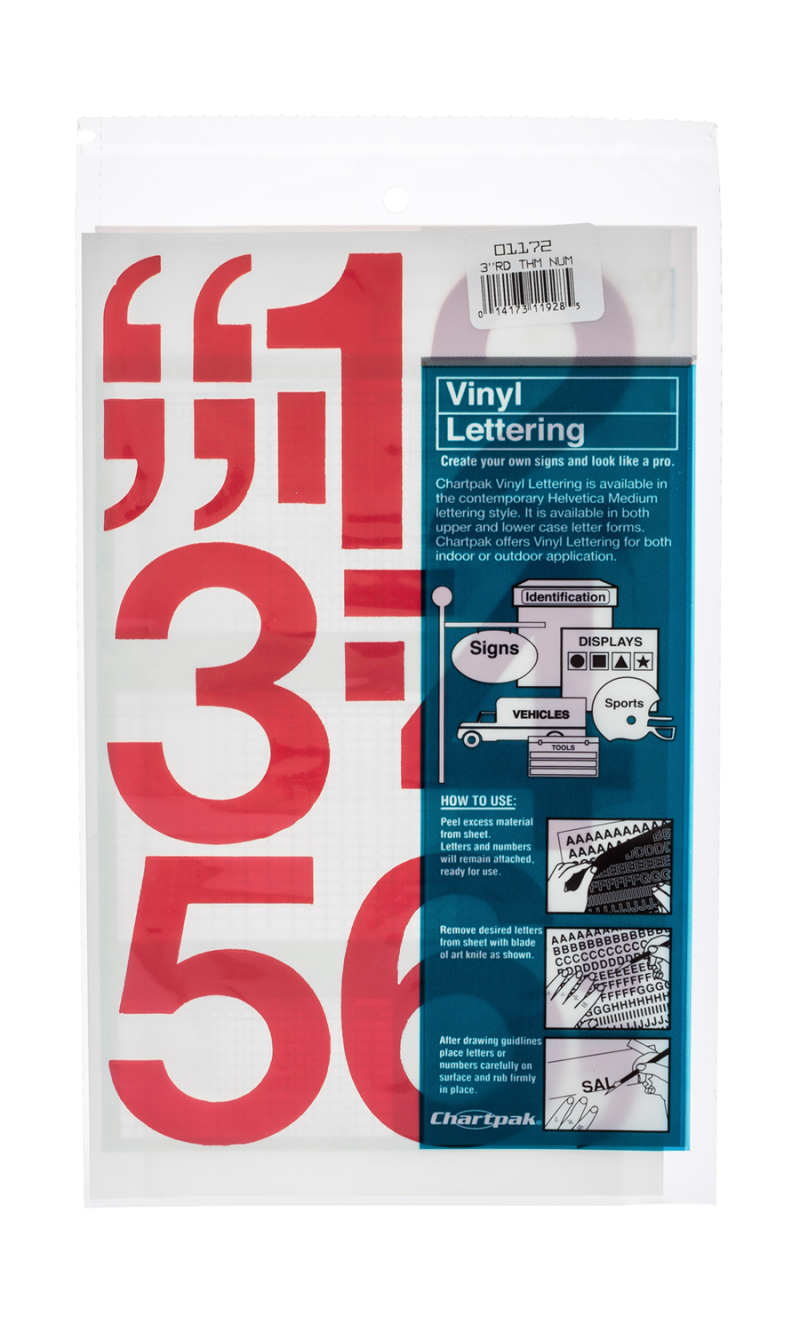 Buy Chartpak 3" Red Vinyl Numbers Online - Add a Pop of Color to Your ...