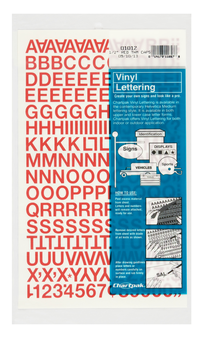 Buy Chartpak 1/2" Red Vinyl Capital Letters & Numbers Online