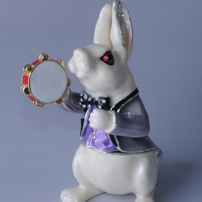 Buy Rabbit Playing The Tambourine Enamel Painted Trinket Box Online