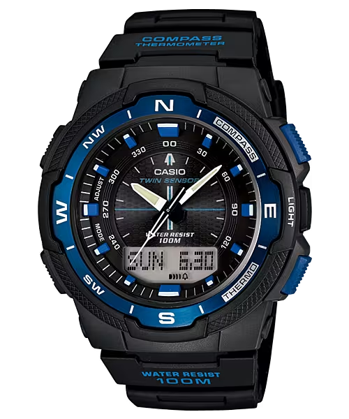 Dual Sensor Analog-Digital Watch W/ Digital Compass & Thermometer