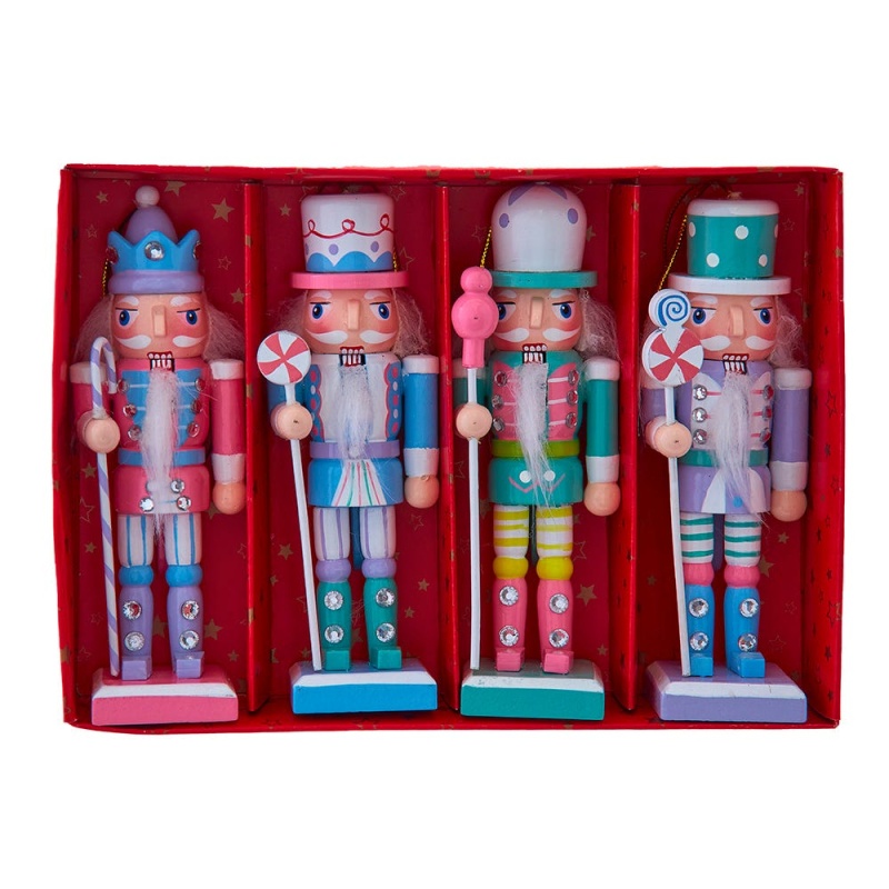 5" Candy Colored Nutcracker Ornaments, 4-Piece Set