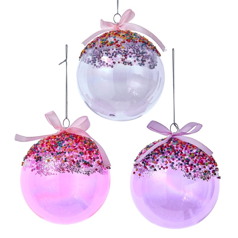 Buy Glass Bubblegum Ball Ornaments Online - 3 Assorted Whimsical Designs