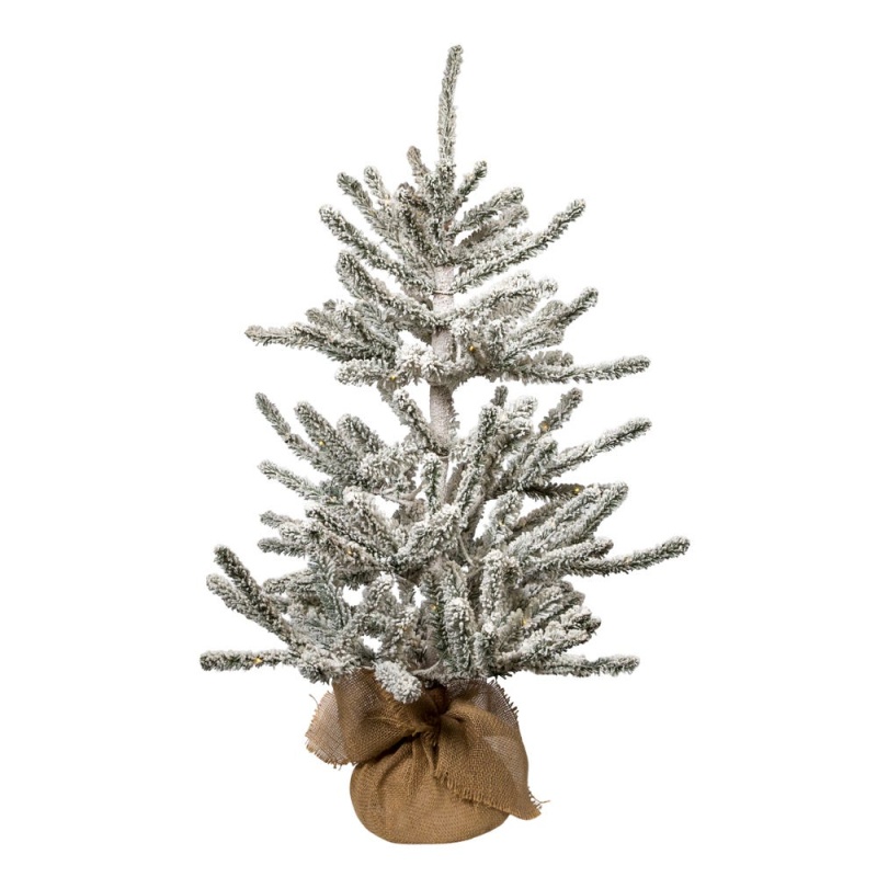 3' Pre-Lit Warm White Led Flocked Vail Pine Tree