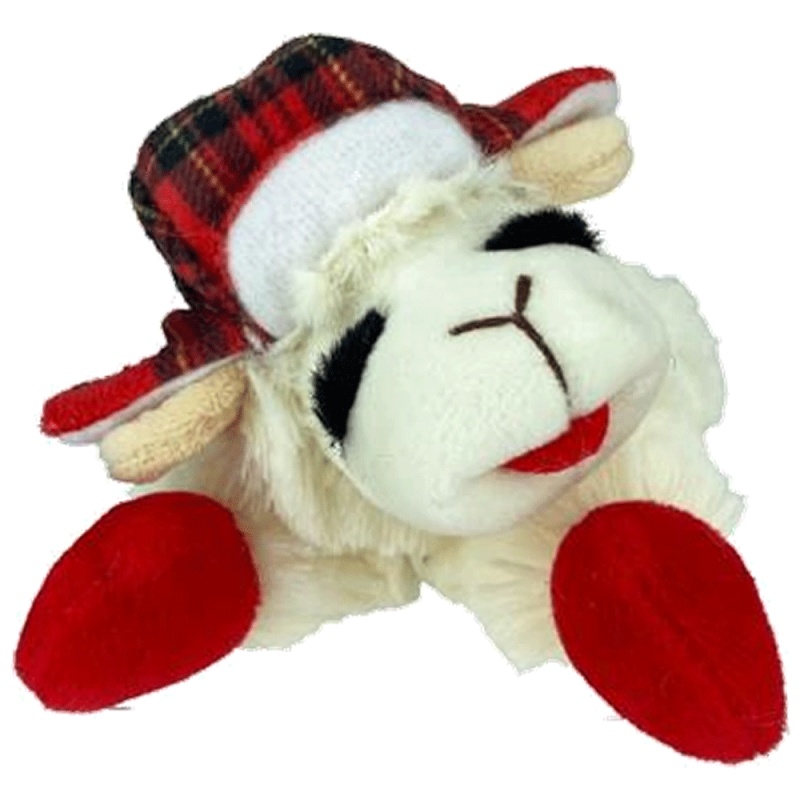 Multipet Holiday Lamb Chop W/Trapper Hat 10.5"