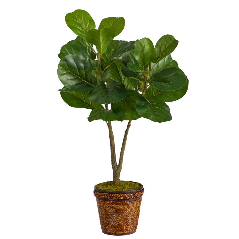 33 Inch Fiddle Leaf Fig Artificial Tree in Basket for Indoor Decor