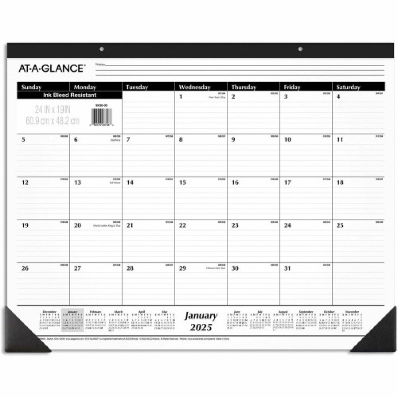 At-A-Glance Classic Monthly Desk Pad Monthly - 1 Year - January 2026 To ...