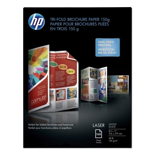 Hp Laser Glossy Tri-Fold Brochure Paper, 97 Bright, 40 Lb Bond Weight ...