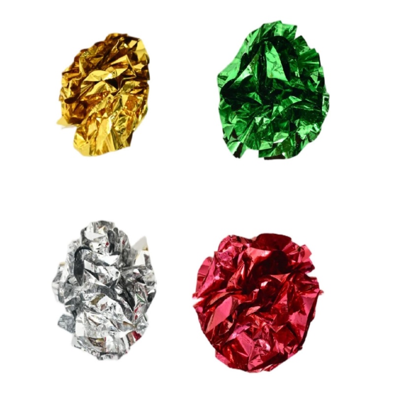 Max & Marlow Foil Crinkle Ball Assorted Cat Value Toys Display 24Ea/24Pc