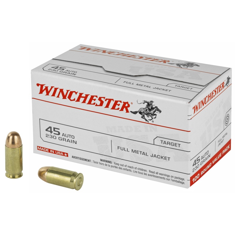 Winchester Ammunition, Usa, 45Acp, 230 Grain, Full Metal Jacket, 100 ...
