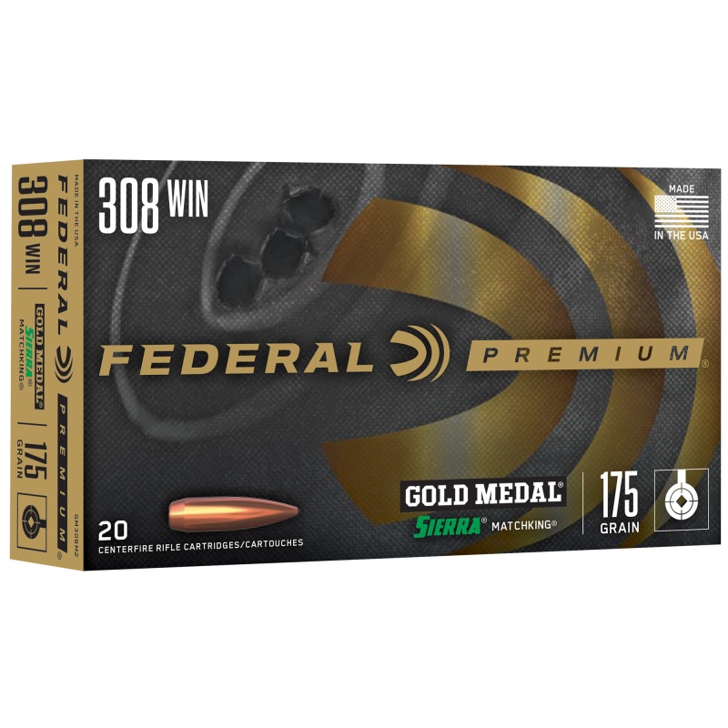 Federal, Gold Medal Match, 308 Winchester, 175 Grain, Boat Tail Hollow ...