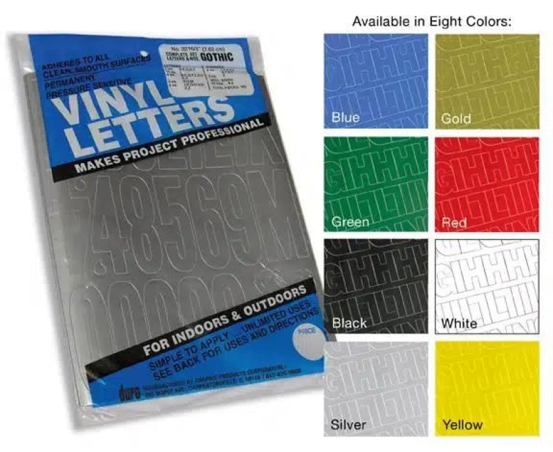 Duro Permanent Adhesive Vinyl Letters And Numbers 3 Inch 160/Pkg - Blue