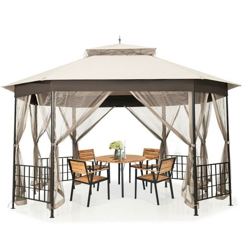 Buy Outdoor 10x12 Ft Octagon Gazebo with Mosquito Net Sidewalls and ...