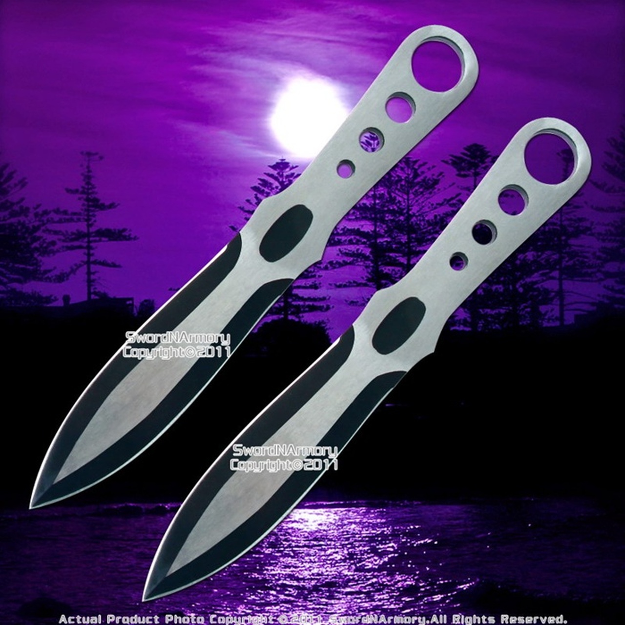 7.25" Set Os 2 Stainless Steel Throwing Knife Darts Throwers Ring Hilt ...