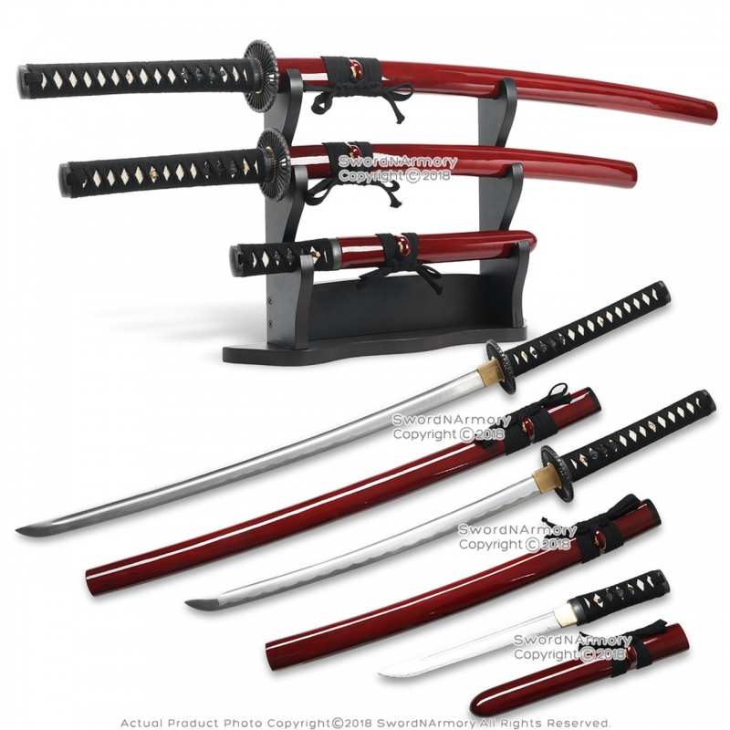 Handmade Last Samurai Japanese Katana Wakizashi Tanto Sword Set Sharp ...