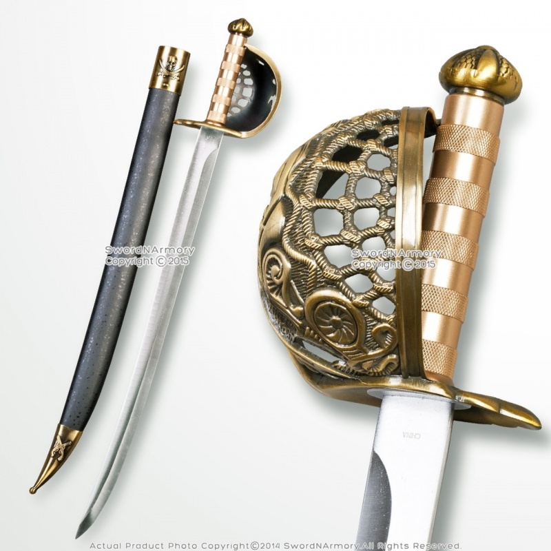 Mermaid Pirate Cutlass Sword With Embossed Basket Guard