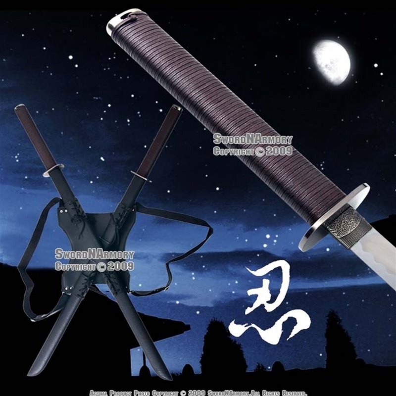 Leonardo Dual Ninja Swords With Back Carrying Scabbard