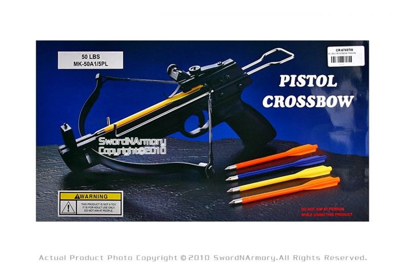 50 Lbs Taiwan Made Pistol Crossbow W/ 5 Plastics Arrows And 36 Metal Bolts