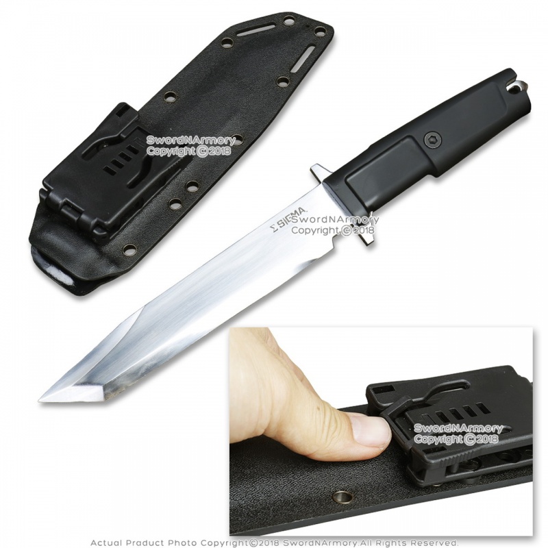 12.5" Black 1065 Manganese Steel Tactical Drop Point Tanto W/Kydex Sheath