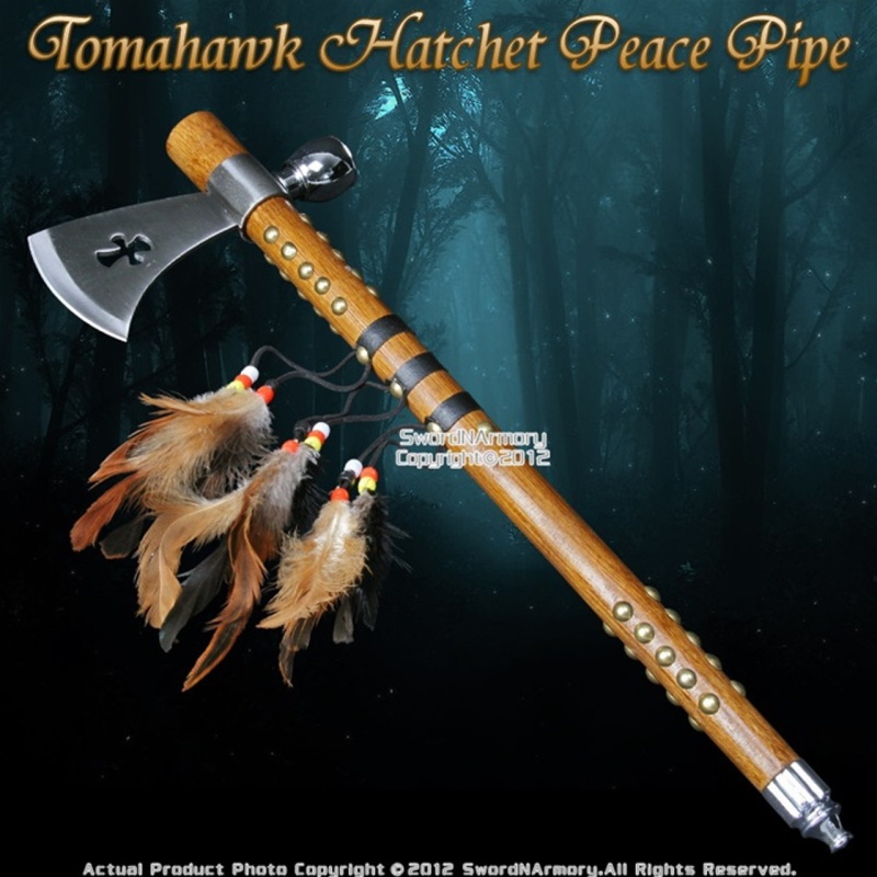 Indian Warrior Native American Tomahawk Hatchet Axe Peace Pipe Tobacco ...
